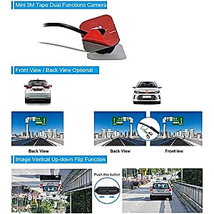 PARKVISION Mini Car Side View Camera/Rear View Camera/Front View Camera with Rotatable Lens,Paste Installation,Upside Down Flip Image Function Without Guideline