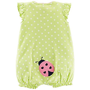 Simple Joys by Carter's Baby Girls' 3-Pack Snap-up Rompers, Light Green/Navy Dots/Pink Stripe, 6-9 Months
