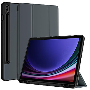 ProtUTab Case for Samsung Tab S9 11 Inch 2023 with S Pen Holder, Auto Wake/Sleep Trifold Stand Case for Samsung Galaxy Tab S9, Slim Multi-Angle Viewing Protective Case, Grey