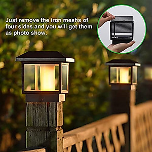 Glintoper 6 Pack Solar Fence Post Lights Outdoor, Solar Powered Post Cap Lights, High Brightness SMD LED Decorative Lighting Waterproof for 4x4, 5x5 or 6x6 Wood Posts, Patio Yard Landscape Decor