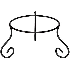 Lily's Home Metal Gazing Ball Stand for 10 or 12 inch Metal and Glass Garden Gazing Globes and for Plant or Flowerpot Holder, Birdbath Bowl Stand. Black. 5-inch Tall