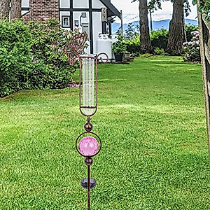 MUMTOP Rain Gauge Outdoor - 36 Inch Solar Butterfly Crackle Glass Stake Lights for Lawn, Yard and Garden