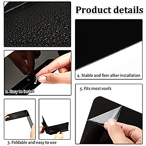 Blulu 4 Pcs Gutter Valley Splash Guards Metal Roofing Gutter Guard with 40 Screws Black Rain Diverter for Roof House Residential Flat Shingle Roof Drain Downspout Water (Bent)