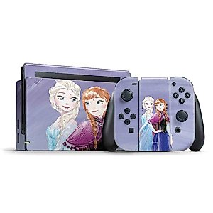 Skinit Decal Gaming skin compatible with Nintendo Switch Bundle - Officially Licensed Disney Frozen Elsa and Anna Sisters Art Design