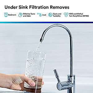 Aqua-Pure 5583101 Under Sink Water Filter System AP-DWS1000, Dedicated Faucet, Reduces Particulate, Chlorine Taste and Odor, Lead, Turbidity, Cysts, VOCs, MTBE