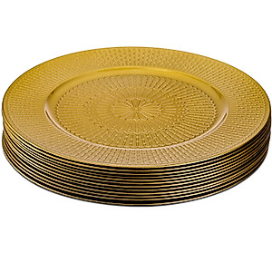 DEAYOU 12 Pack Gold Charger Plate, 13-inch Beaded Chargers Plates, Wedding Charger Platter for Serving, Party, Holiday