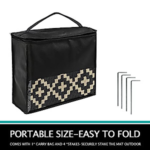 Capslpad Outdoor Rug 4'x6' Waterproof Plastic Straw Patio Rug Reversible Mat UV Resistant Outdoor Area Rug for Patio Backyard Terrace Deck Beach Picnic Balcony BBQ,Black and Beige