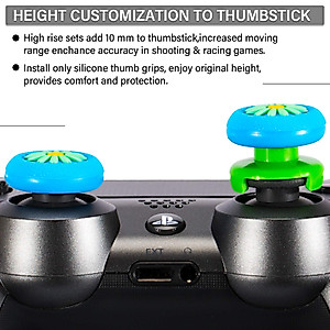 Playrealm FPS Thumbstick Extender & 3D Texture Rubber Silicone Grip Cover 2 Sets for PS5 Dualsenese & PS4 Controller(Daisy Blue)
