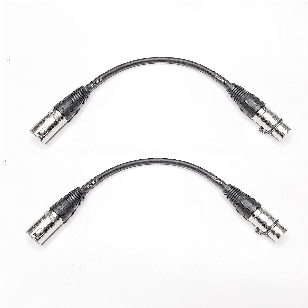 CESS-007 XLR3M to XLR5F DMX512 Adaptor Cable - 3-Pin Male XLR to 5-Pin Female XLR DMX Turnaround - 2 Pack