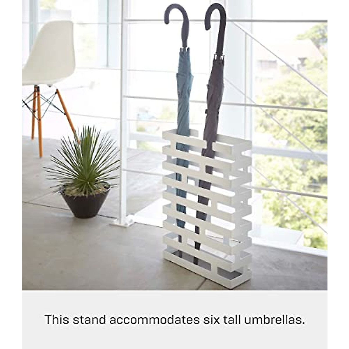 Yamazaki Home Storage for Umbrellas & Walking Canes | Steel | Umbrella Stand, One Size, White
