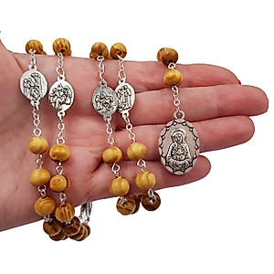 TALISMAN4U Seven Sorrows of Mary Rosary Chaplet Wooden Beads Catholic Jewelry Necklace for Women Men with Rosary Box
