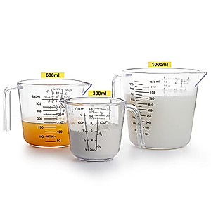 Measuring Cups Set, Liquid Measuring Cups For 3 For Kitchen - BPA Free Plastic Set with Spout Multiple Measurement Scales (Clear)