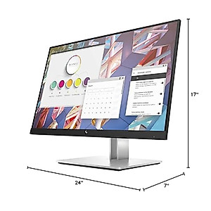 HP EliteDisplay E24 G4 24 Inch IPS LED Backlit, FHD 1920 x 1080, Blue Light Filter, HDMI, VGA, DisplayPort Monitor (Renewed)