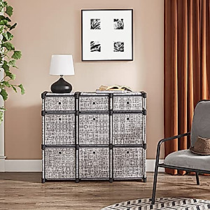 SONGMICS 9-Cube Drawer Organizer, Closet Organizer, Storage Unit, Bookcase, 32.9 x 11.8 x 31.2 Inches, for Bedroom, Living Room, Entryway, Heather Gray ULSN603G12