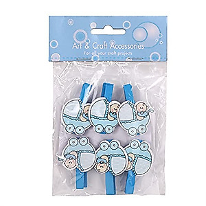 48 pcs Small Clothes Pins Baby Shower Clothespin Boy Party Favors- Clothespins for Crafts Photos Wooden Paper Picture Clips Decorative Little Clothes Pins for Hanging Pictures Baby Shower Decor Clip