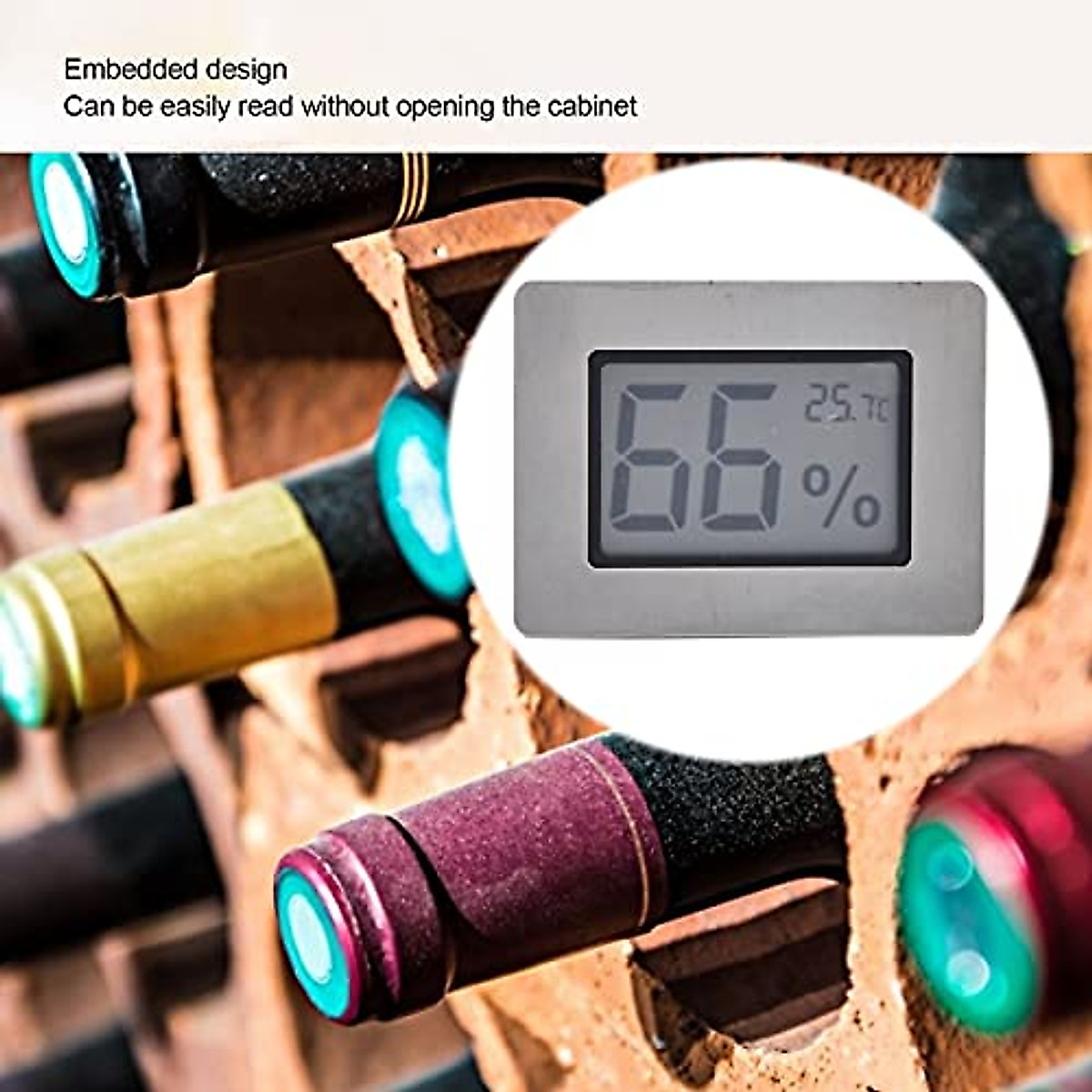 LCD Electronic Thermometer Hygrometer, Clear Display, Wide Application for Cigar Box, Storage Cabinet, Wardrobe, Embedded Design with Temperature and Humidity Measurement Accuracy
