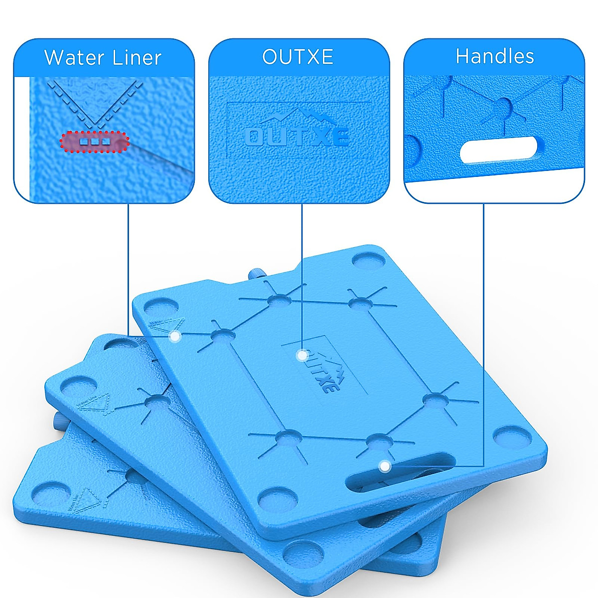 OUTXE Large Ice Packs for Coolers 3-Pack 9.5 * 13 Inch Slim Space Saving Reusable Long Lasting Cold Freezer Packs for Coolers Keep Food Fresh