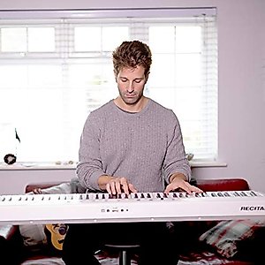 Alesis Recital – 88 Key Digital Piano Keyboard with Semi Weighted Keys, 2x20W Speakers, 5 Voices, Split, Layer and Lesson Mode, FX and Piano Lessons