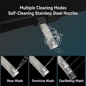 YOURLITE Bidet Toilet Seat Electric Warm Water Bidet with Warm Air Drying, Heated Seat Bidet with Self-cleaning Nozzle Temperature Adjustable Toilet Seat Black