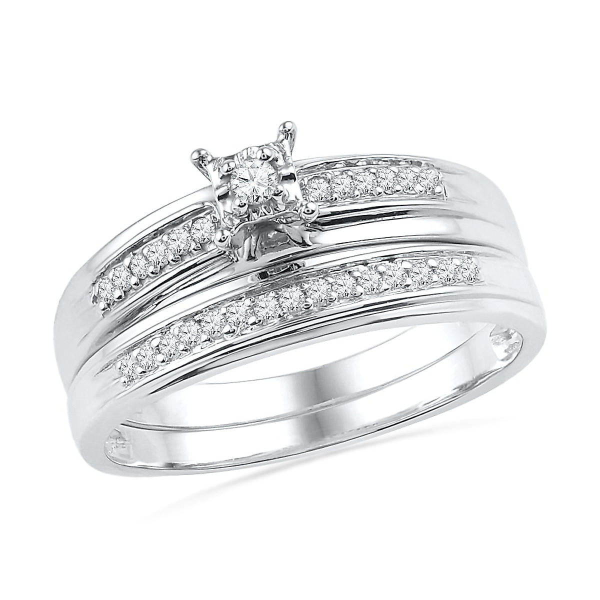 DGOLD Sterling Silver Round Diamond Bridal Ring (1/6CTTW)