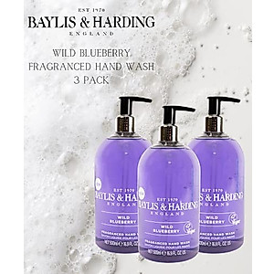 Baylis & Harding Hand Wash, Wild Blueberry Scent, Luxury Hand Wash, Cruelty Free, Paraben Free, Vegan, Made in the UK, 3 Pack