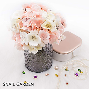 SNAIL GARDEN 24Pcs Artificial Hydrangea, 2 Colors Single Real Touch Hydrangea with Stem-Silk Bouquet with 1 Greeting Card for Wedding Party, Home Office Table Arrangements, Festival Gift(White & Pink)