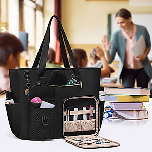 Fasrom XXL Utility Tote Bag for Women with 15.6 inches Laptop Compartment, Extra Large Teacher Bag to Hold Supplies and More, Black (Patent Design)