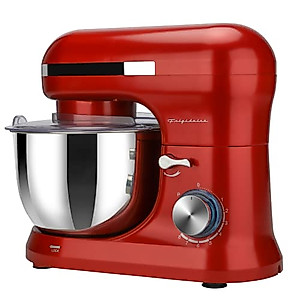FRIGIDAIRE ESTM020-RED Retro Electric Stand Mixer, 4.75 Quart / 4.5L, 8 Speeds with Whisk, Dough Hook, Flat Beater Attachments, Splash Guard (RED)