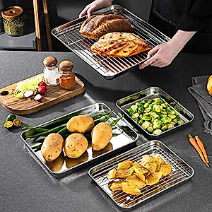 Baking Sheet Cookie Sheet Set of 2, Umite Chef Stainless Steel Baking Pans Tray Professional 12 inch, Non Toxic & Healthy, Mirror Finish & Rust Free, Easy Clean & Dishwasher Safe