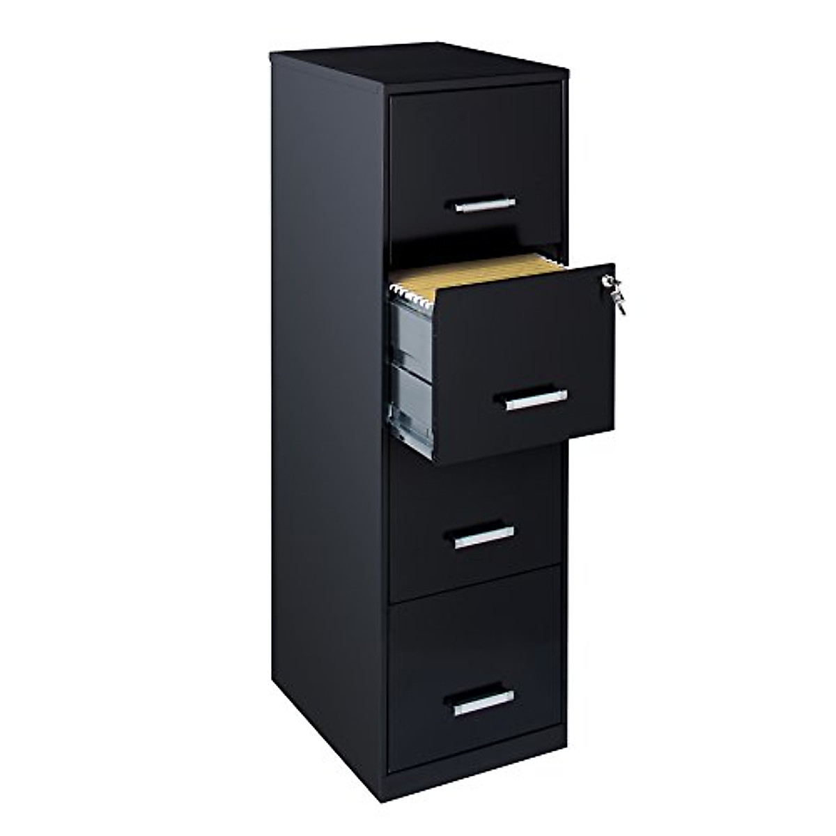 Space Solutions 18" 4 Drawer Metal File Cabinet, Black,