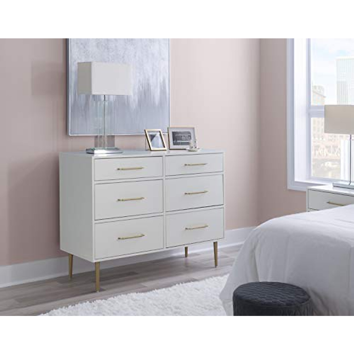 Linon Lennon White Six Drawer Dresser