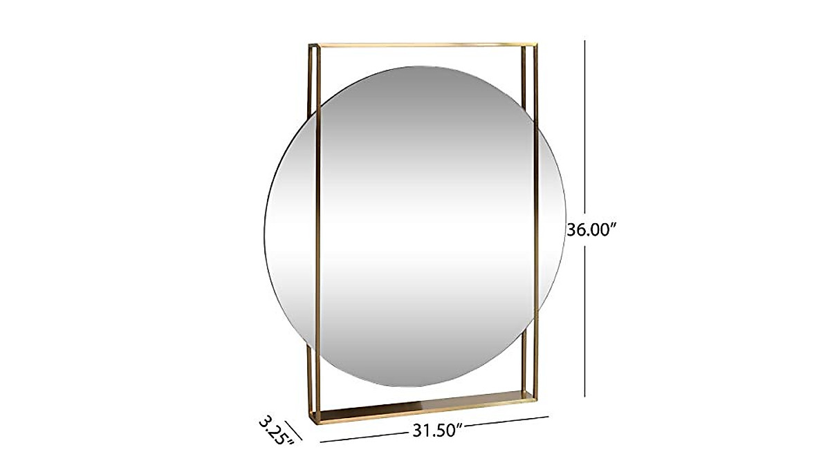 Olina Modern Round Wall Mirror - Brushed Brass by Christopher Knight