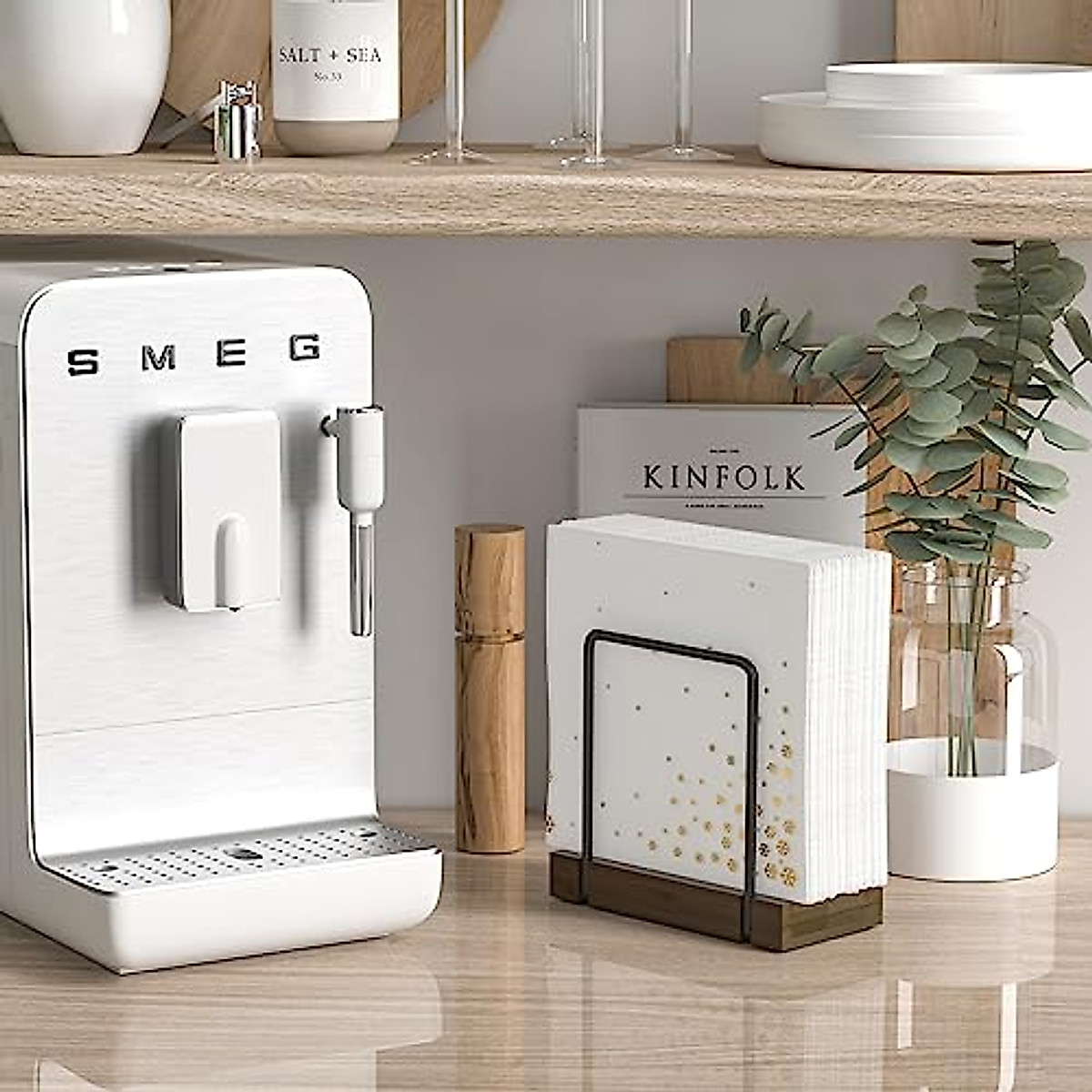 Napkin Holder for Table, Paper Napkins Holder Table Dispenser for Farmhouse Kitchen & Modern Decor Bamboo Table Dining Napkins Holders (Brown)