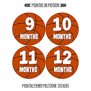 Baby Monthly Stickers - Monthly Milestone Stickers - Baby Month Stickers for Boy - Basketball Sports - Style 225