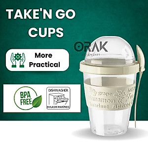 4 Pack Leak-Proof Yogurt Cups with Lid, On-the-Go Parfaid Cup for Snacking, Reusable Yogurt Cup with Lid and Spoon | Breakfast On the Go Cups