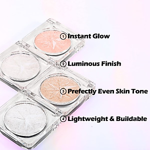 Erinde Pearl White Shimmer Glitter Highlighter Highlight Makeup Contour Powder, Silver Face Illuminator Highlighter, Highlighter Makeup iluminadores Illuminator for Face Body Cheek