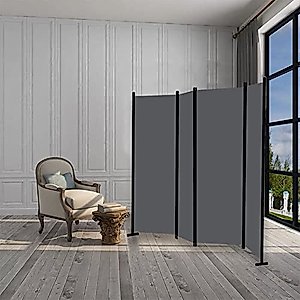 GOJOOASIS 4 Panel Room Divider Folding Privacy Screen Home Office Dorm Decor (Grey)