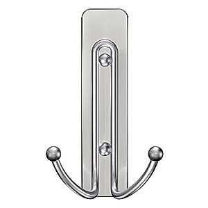 Command Large Double Bath Hook, Satin Nickel, 2-Hooks, 2-Large Water-Resistant Strips