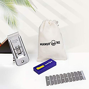 MANUFORE Portable Multi-Purpose Stainless Steel Razor Scraper for Cleaning Glass, Stove-top, Window, Floor with 10 Stainless Steel Blades