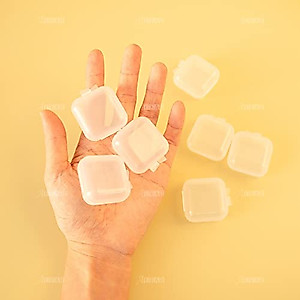 AUEAR, 40 Pack Mini Square Storage Containers Box with Hinged Lid Clear Earplugs Storage Box Plastic Transparent Storage Box for Tiny Bead Jewelry