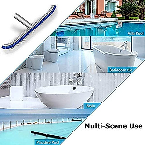Swimming Pool Brush with Pool Skimmer Net Kit,17.5" Aluminum Pool Cleaning Brush with Nylon Pool Bristles, Heavy Duty Pool Fine Mesh Frame Net, Pool Cleaner Supplies(Pole not Included)