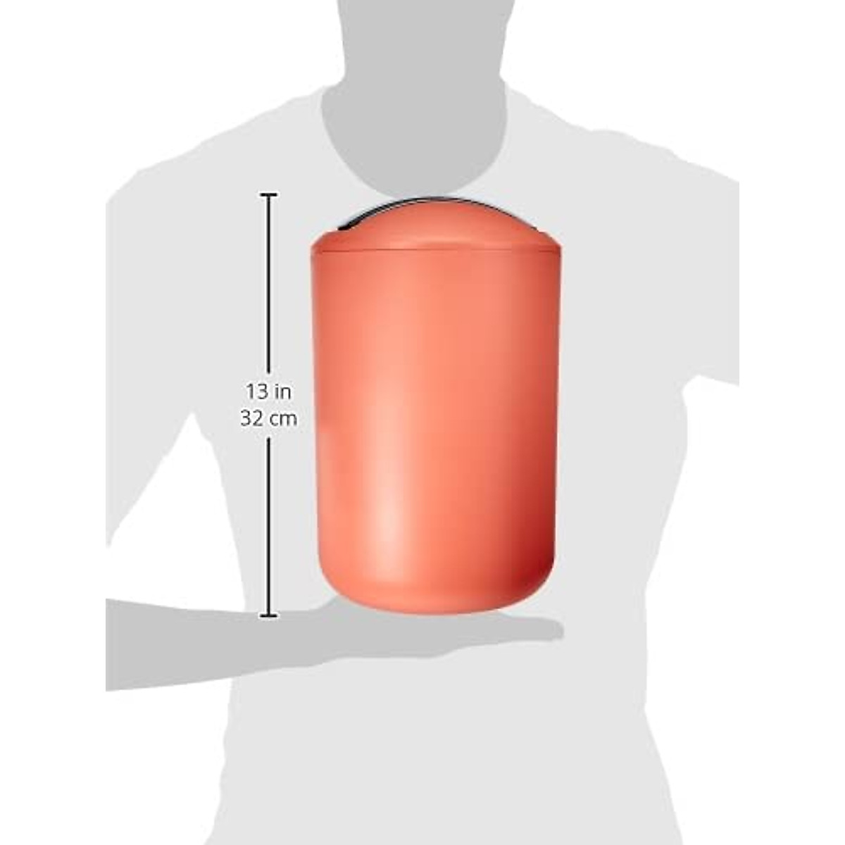 WENKO, Garbage Bin with Swing Lid, Bathroom Trash Can, Waste Basket for Small Spaces, Bedroom, Office, Guest Toilet,1.7 gal, Coral, 7.68 x 7.68 x 12.2 in, 6,5 L