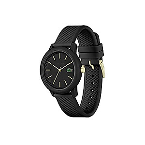 Lacoste 12.12 Women's Quartz Plastic and Silicone Strap Watch, Color: Black (Model: 2001212)