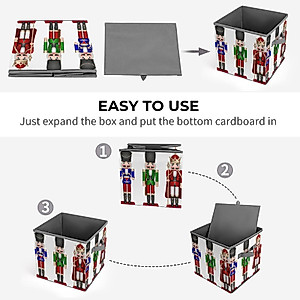 GemGam Storage Containers Cubes Decorative Nutcracker Soldiers Drum Home Organizers Foldable Storage Bins for Bedroom Living Room Closet Shelves Clothings Books Merry Christmas