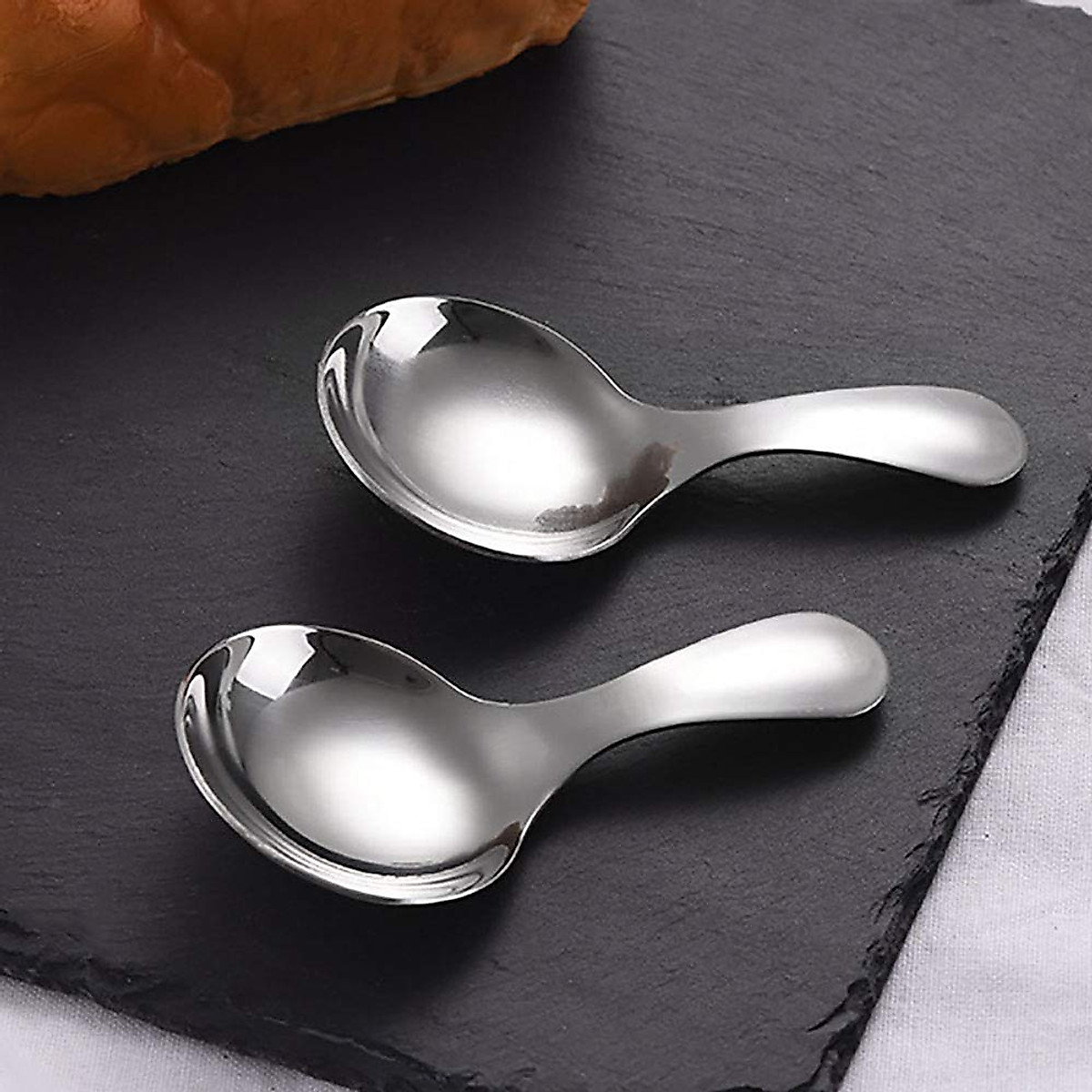 YITAQI Stainless Steel Short Handle Spoons,Small Dessert Cake Sugar Condiment for Kid Children Stirring Spoon Coffeeware Teaspoon Coffee(Silver 3Pcs)