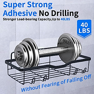 BLINGTWINKLE Shower Caddy Shelf, 5 Pack Adhesive Shower Organizer Bathroom Shelves Basket, No Drilling Rustproof Storage Organizer Rack with Hooks,Soap Caddy & Toothbrush Holder for Kitchen