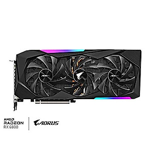 Gigabyte AORUS Radeon RX 6800 Master 16G Graphics Card, MAX-Covered Cooling, 16GB 256-bit GDDR6, GV-R68AORUS M-16GD Video Card