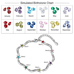 OPALSTOCK Personalized Mothers Bracelets Infinity Charm Name Bracelets Star Link Bangle with Simulated Birthstones Mother Daughter Jewelry Gift (7stone)