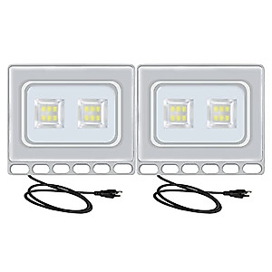 REVIAM Led FloodLight 10w 800lm Garage Light Outdoor 6500k Cold White Commercial Bay Lighting for Barn Workshop Basement Attic Warehouse Lawn (Color : 10W, Size : 2 Pack)