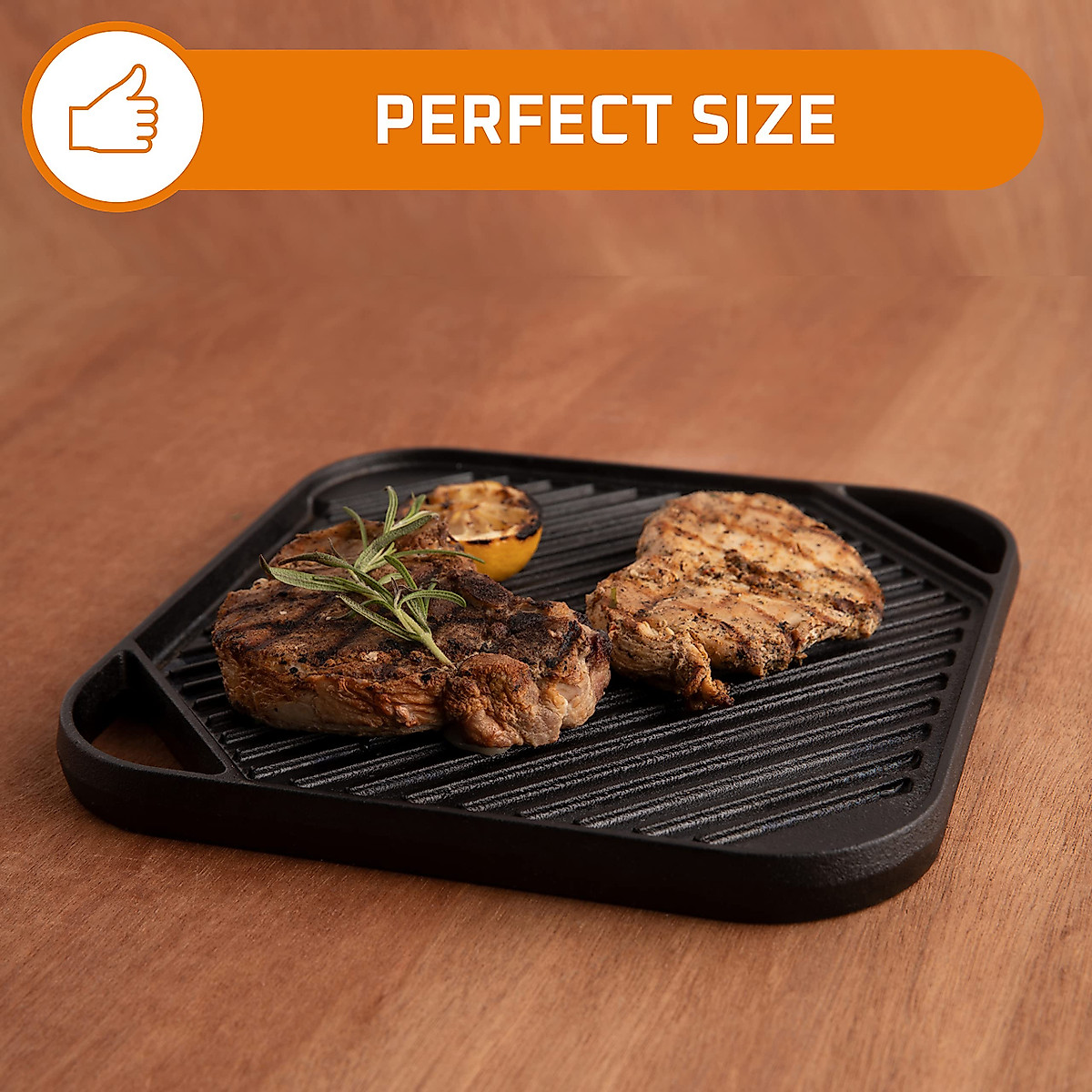 Bruntmor 2-In-1 Pre-Seasoned Cast Iron Skillet Square Roasting Pan With Reversible Griddle Pan For Stove Top | 10"x10" Multi Cooker Deep Roasting Grill Pan, Non-Stick Camping Cookware